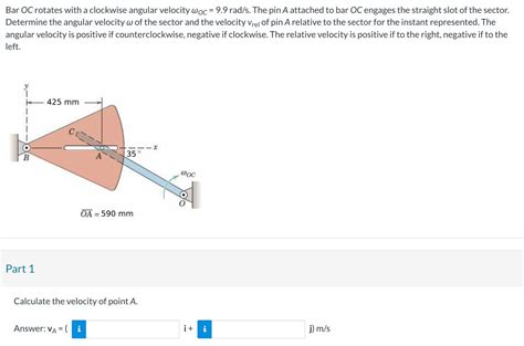 Solved Bar OC Rotates With A Clockwise Angular Velocity Chegg