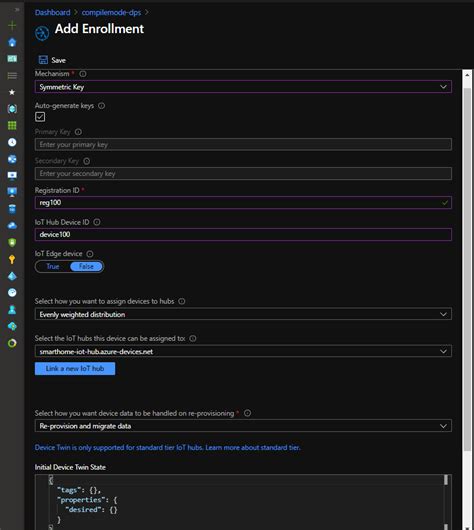 device enrollment using symmetric key in azure dps