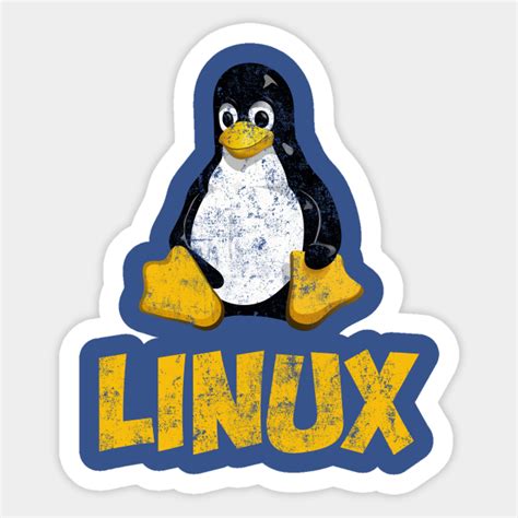 Vintage Linux Logo Tux Linux Tux Penguin Sticker TeePublic