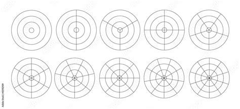 Polar Grid Concentric Circles And Steps Blank Vector Polar Graph Paper