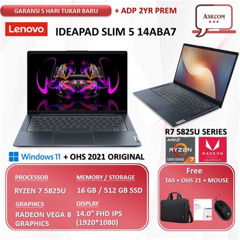 Jual Laptop Lenovo Ideapad Slim Ryzen U Ram Gb Gb Ssd Vega Ohs Fhd Ips W