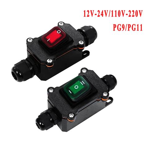Waterproof Outdoor Led Rocker Switch 12v 24v 110v 220v Dc Ac Power Inline Cord Switch Box 