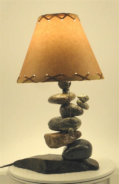Stone Night Stand Rustic Lamp Fits Most Rustic Decors Etsy
