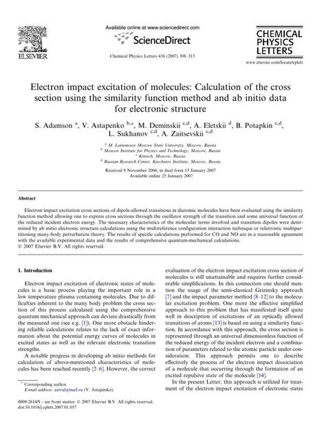 Pdf Electron Impact Excitation Of Molecules Calculation Of The Cross