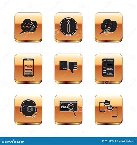 Set Five Stars Rating Review Man With Headset System Bug Concept Dislike Mobile Question And