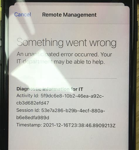 unable to sign in to intune registered ios device intune