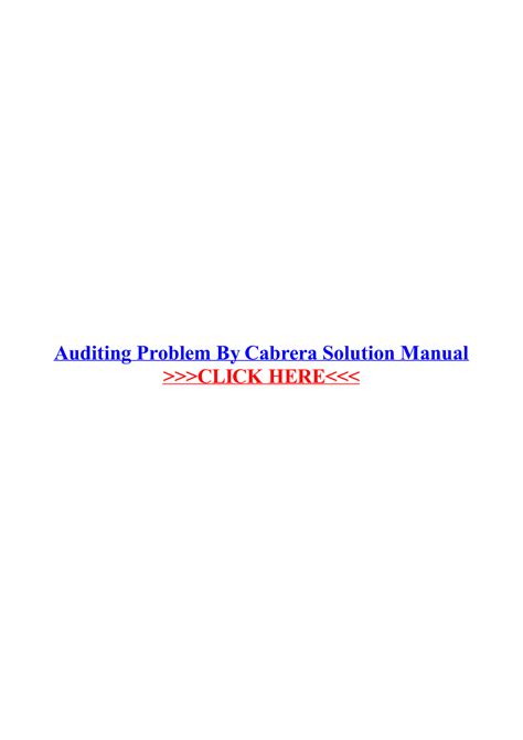 Liye - Auditing Problem By Cabrera Solution Manual Auditing Problems by Cabrera Solution Manual ...