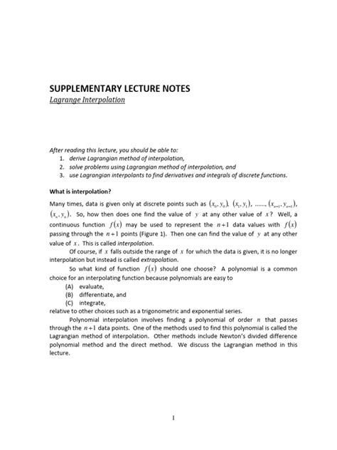 Interpolation Lagrange Pdf Interpolation Function Mathematics