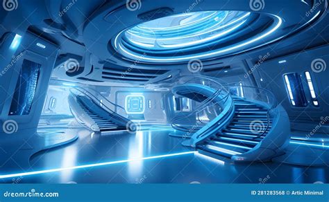 The Interior Of A Sleek Spaceship With Advanced Technology And Sleek Design Royalty Free Stock