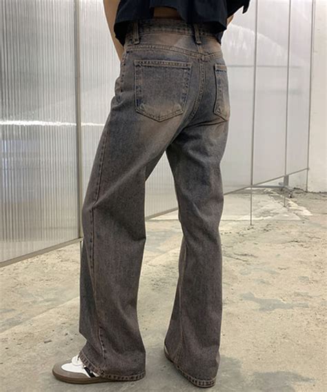 게트 핑크 워싱 데님 와이드 팬츠 사계절