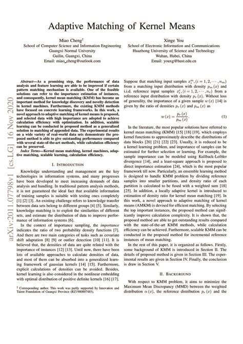 Adaptive Matching Of Kernel Means Deepai