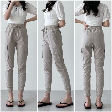 여성조커팬츠 여자조거팬츠 흰색 여름 린넨 키작녀 스판 카고 커플 밴딩 키큰여자 편한 바지
