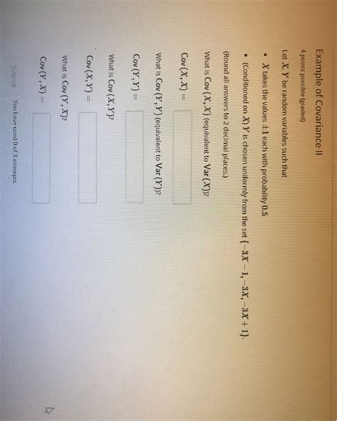 Solved Example Of Covariance Ii 4 Points Possible Graded
