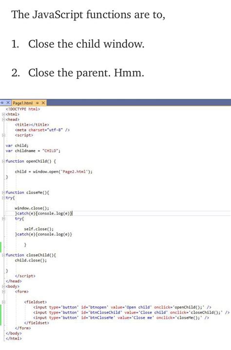 Closing A Window With Javascript Javascript Syntax Windows
