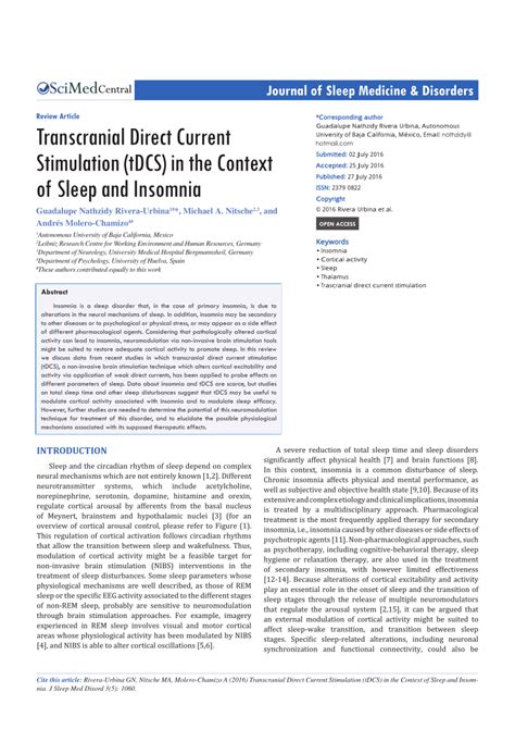 Pdf Transcranial Direct Current Stimulation Tdcs In The Context Of Sleep And Insomnia