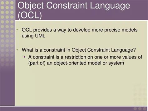 Ppt Object Constraint Language Ocl Powerpoint Presentation Free