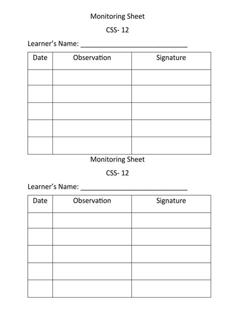 Monitoring Sheet Pdf Monitoring Sheet Pdf