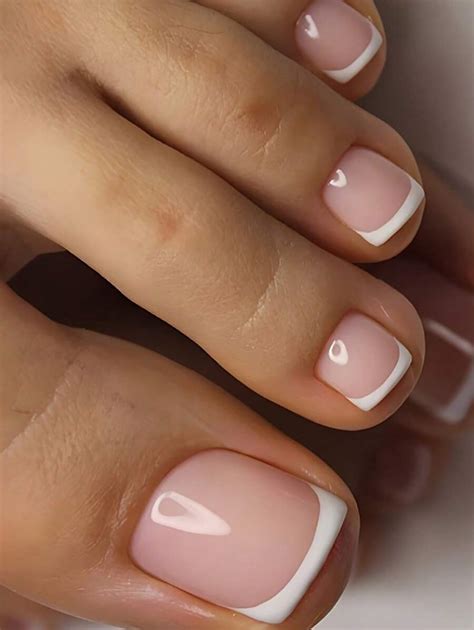 24pcs Artificial Toenails Elegant French Toenails With White Edges Are Suitable For Ladies And