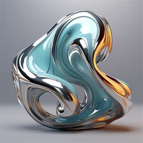 Premium Photo | Liquid metal chrome highly detailed shiny 3D shape