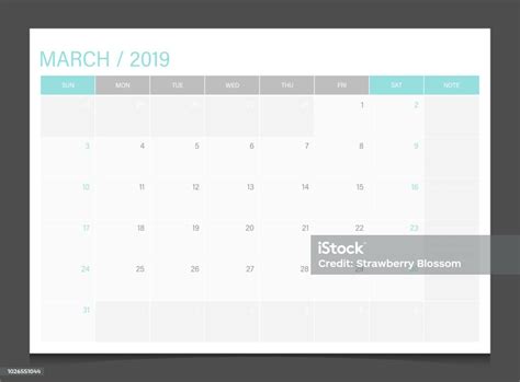 2019 일정 플래너 3 월 주 일요일 기업 디자인 서식 파일 벡터를 시작 합니다 0명에 대한 스톡 벡터 아트 및 기타 이미지 0명 2019년 3월 Istock