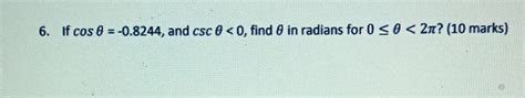 solved 6 if cos 0 0 8244 and csc