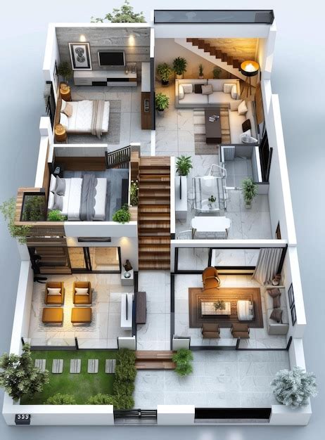 The Layout Of A Threestory House Premium Photo