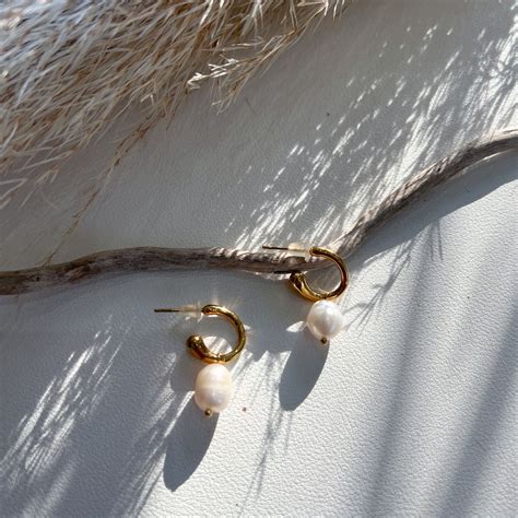Pearl Drop 18k Gold Half Hoops Jane Fields