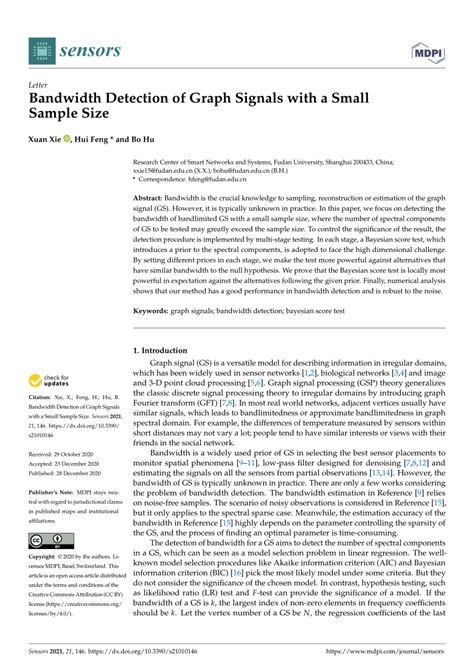 pdf bandwidth detection of graph signals with a small sample size