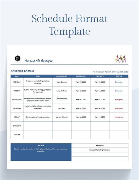 Schedule Format Template In Excel Adobe XD Google Sheets Download Template Net