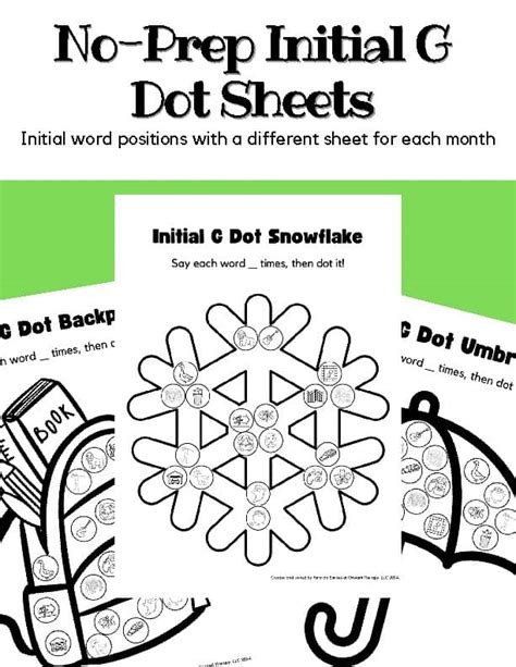 No Prep G Dot Sheets Bundle By Onward Speech Tpt