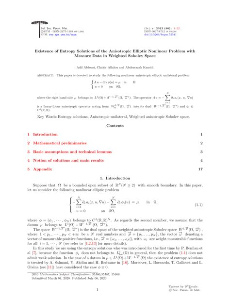 Pdf Existence Of Entropy Solutions Of The Anisotropic Elliptic