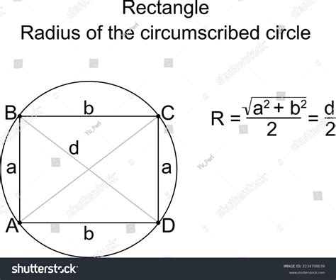 Formula Radius Circumscribed Circle Rectangle Side Stock Vector Royalty Free 2234708039