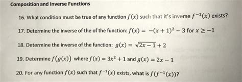 Solved Composition And Inverse Functions What Condition Chegg