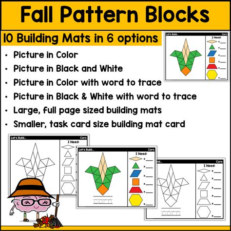 Let S Build Fall Pattern Block Mats And Task Cards Center With Writing Made By Teachers