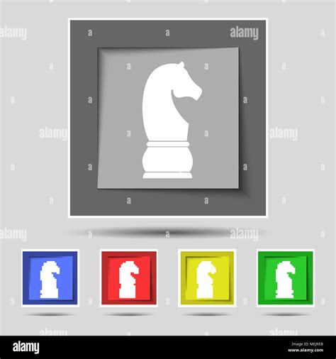 Chess Knight Icon Sign On Original Five Colored Buttons Vector