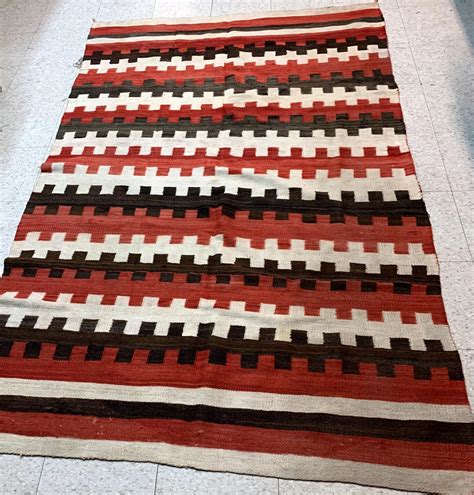 Handmade Antique Collectible Native American Navajo Blanket 1870s