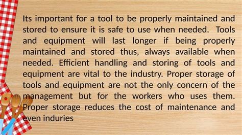 Storing And Labelling Of Tools And Equipment Pptx