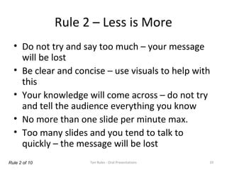 Ten Rules For Giving Good Oral Presentations Ppt