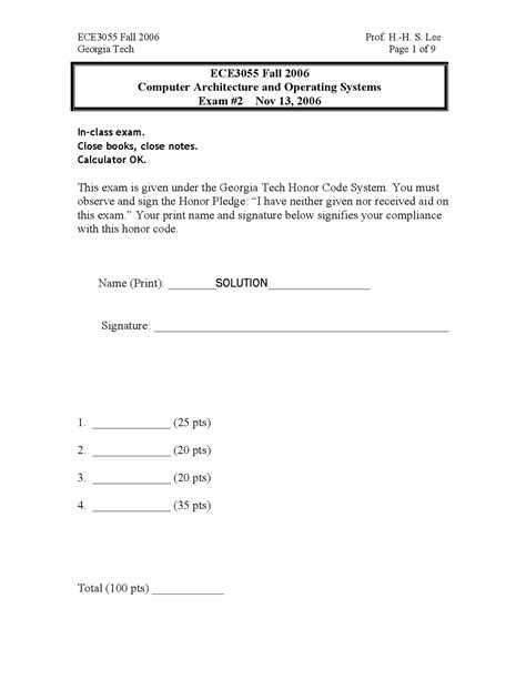 4 Solved Questions On Computer Architecture And Operating Systems Ece 3055 Docsity
