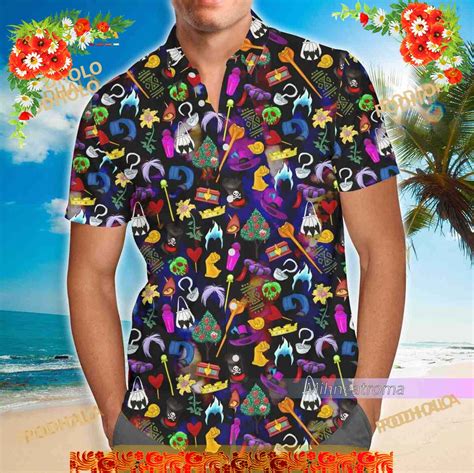 Disney Villain Hawaiian Shirt Villains Evil Button Shirt Summer T