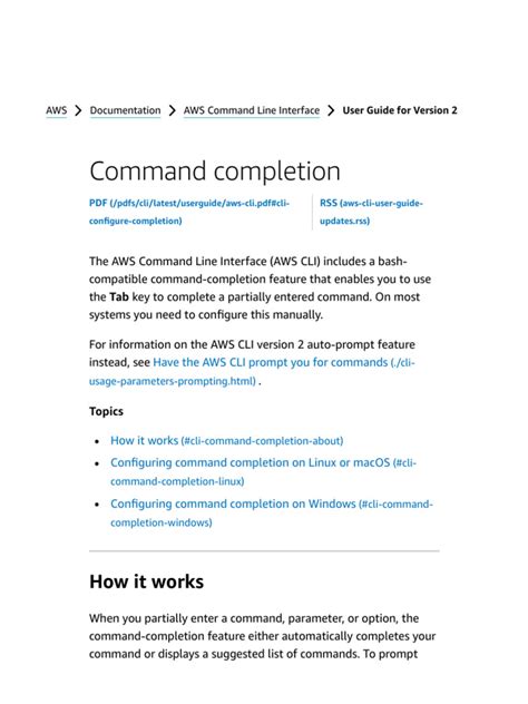 Command Completion Aws Command Line Interface Pdf