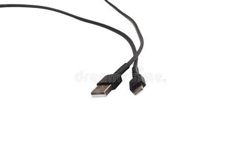 Black Usb And Type C Cable On White Background In Insulation Stock Image Image Of Black Data