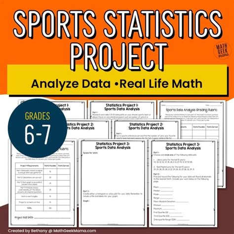 Sports Statistics Data Analysis Project Real Life Math Grades 6 7 Print