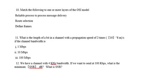 Solved Match The Following To One Or More Layers Of The Osi