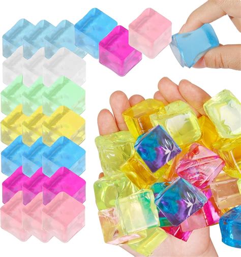 Ice Cube Sensory Toys 24 Pcs Squishy Fidget Stress Cube For