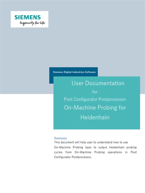 On Machine Probing Installation Guide Heidenhain Pdf