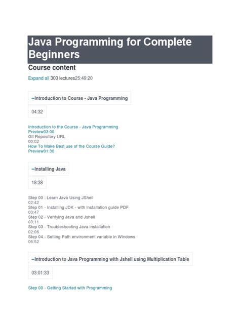 Java Programming For Complete Beginners Pdf Class Computer