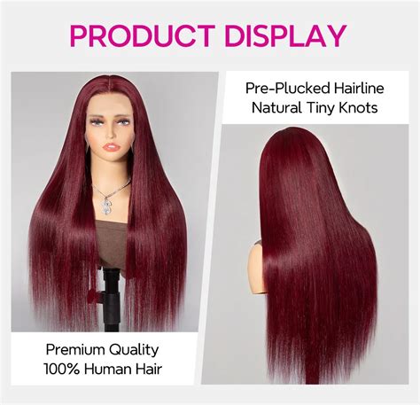 99j Color Burgundy Straight Hair Glueless Human Hair Lace Wig Tinashe