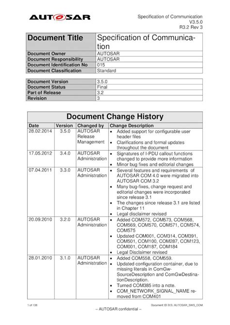 Pdf Specification Of Communication Autosar · 2017 10 20 · Specification Of Communication