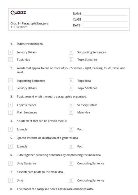 50 Paragraph Structure Worksheets For 8th Grade On Quizizz Free And Printable 50 Paragraph Structure Worksheets For 8th Grade On Quizizz Free And Printable